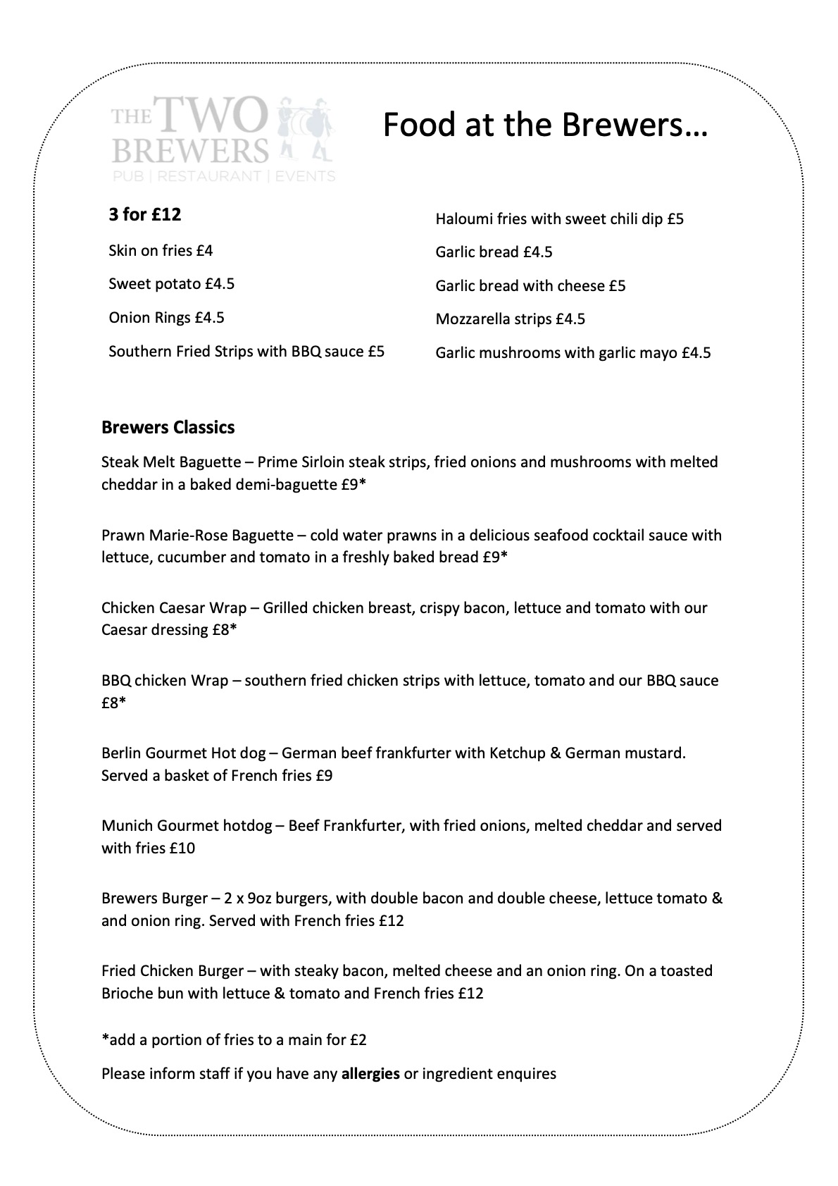 Food | The Two Brewers